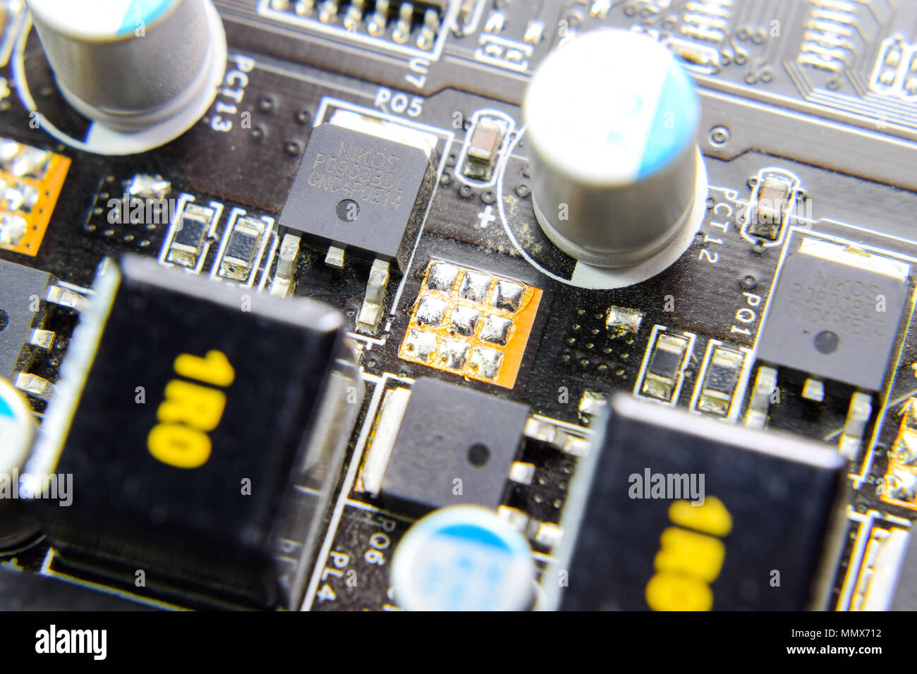 Electronic board with electrical components. Electronics of computer ...