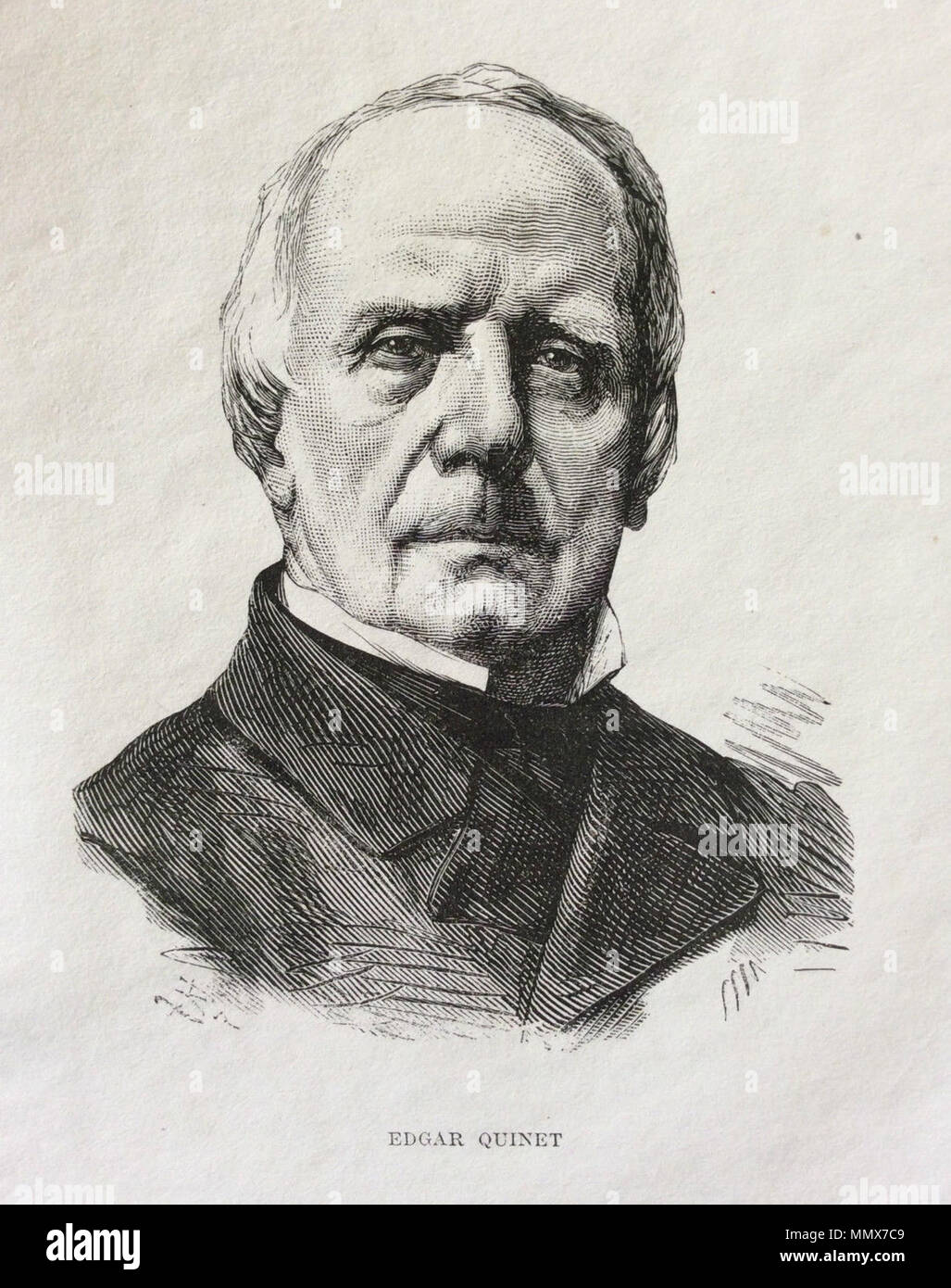 . Français : Edgar Quinet, estampe (gravure sur acier). . 19th century ...