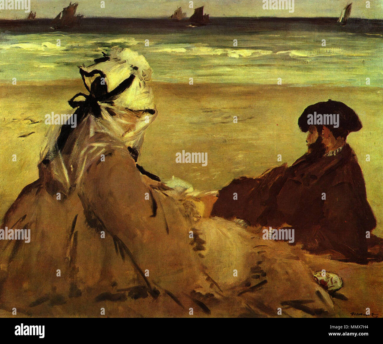 French: Sur la Plage ON the Beach. 1873. Edouard Manet 002 Stock Photo ...