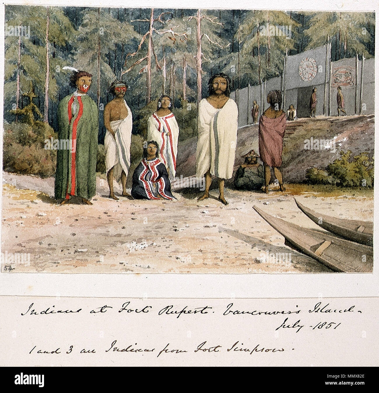 . English: 'Indians at Fort Rupert, Vancouver's Island, July 1851 ...