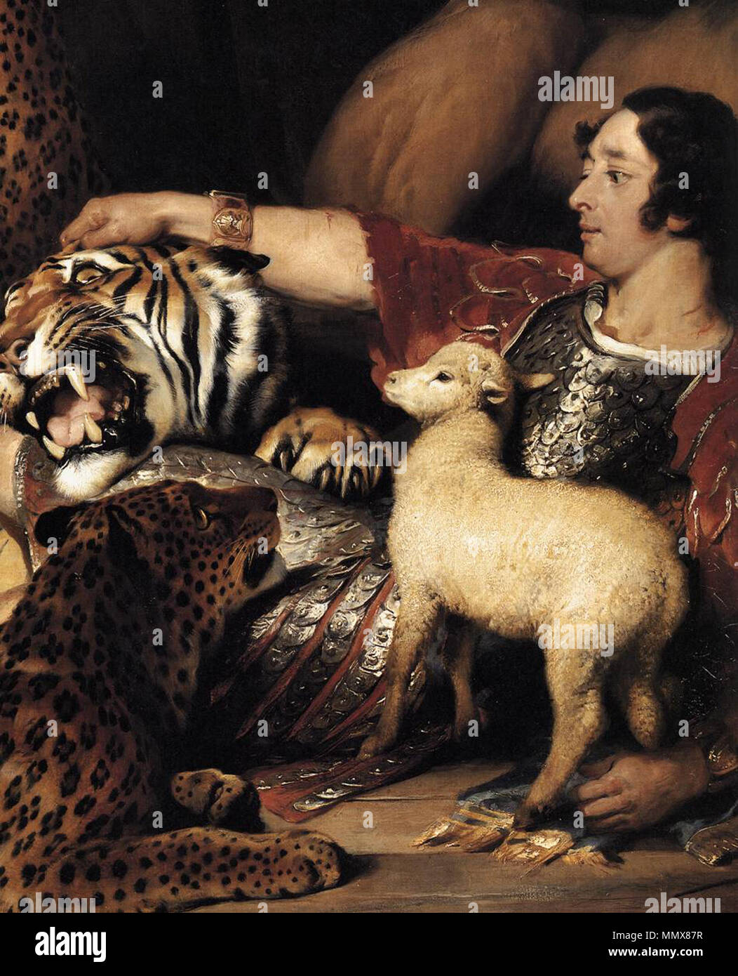English: Isaac van Amburgh and his Animals (detail) . 1839. Edwin ...