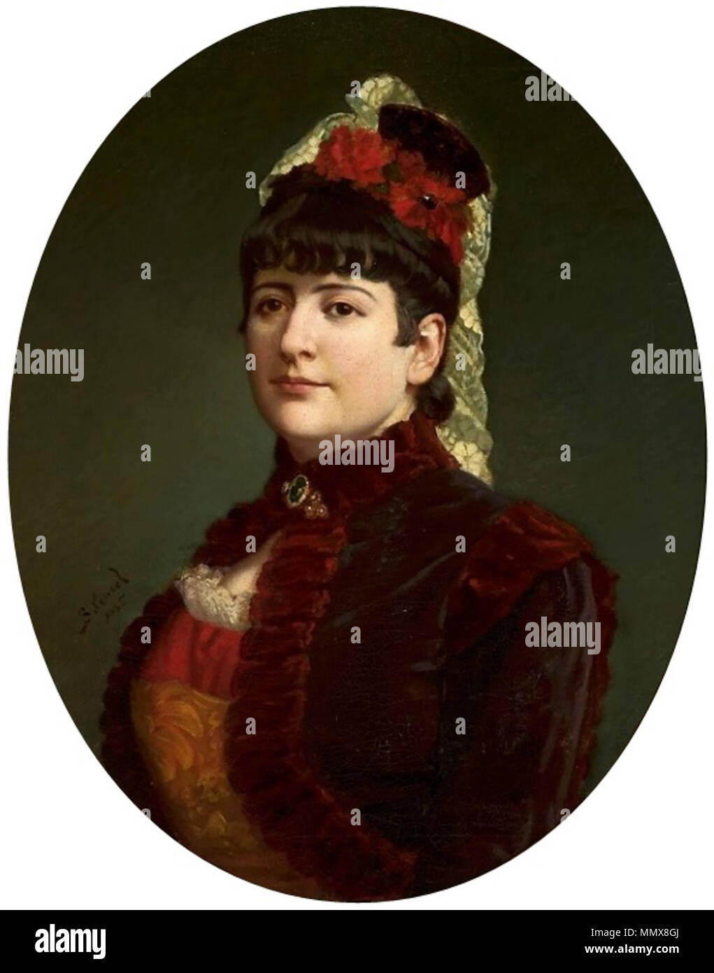 Portrait of a lady in a hat.. 1885. Sztencel A lady in a hat Stock ...