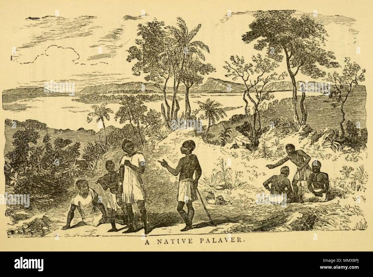 . A Native Palaver Liberia. The Americo-African Republic. 1886. STEWART ...