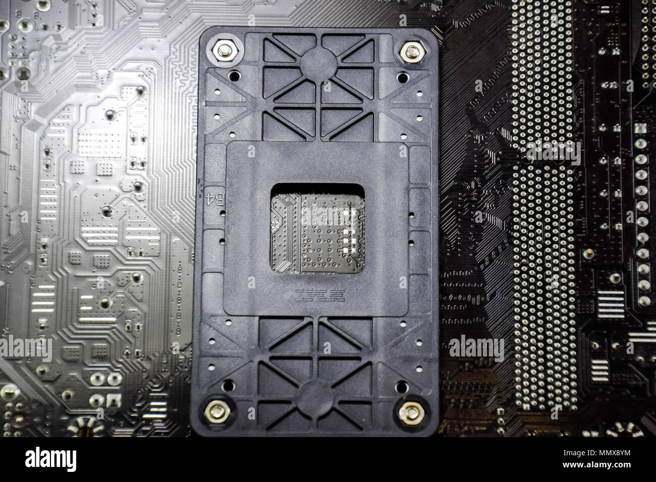 The reverse side of the microboard. Contacts solder. Soldered parts ...