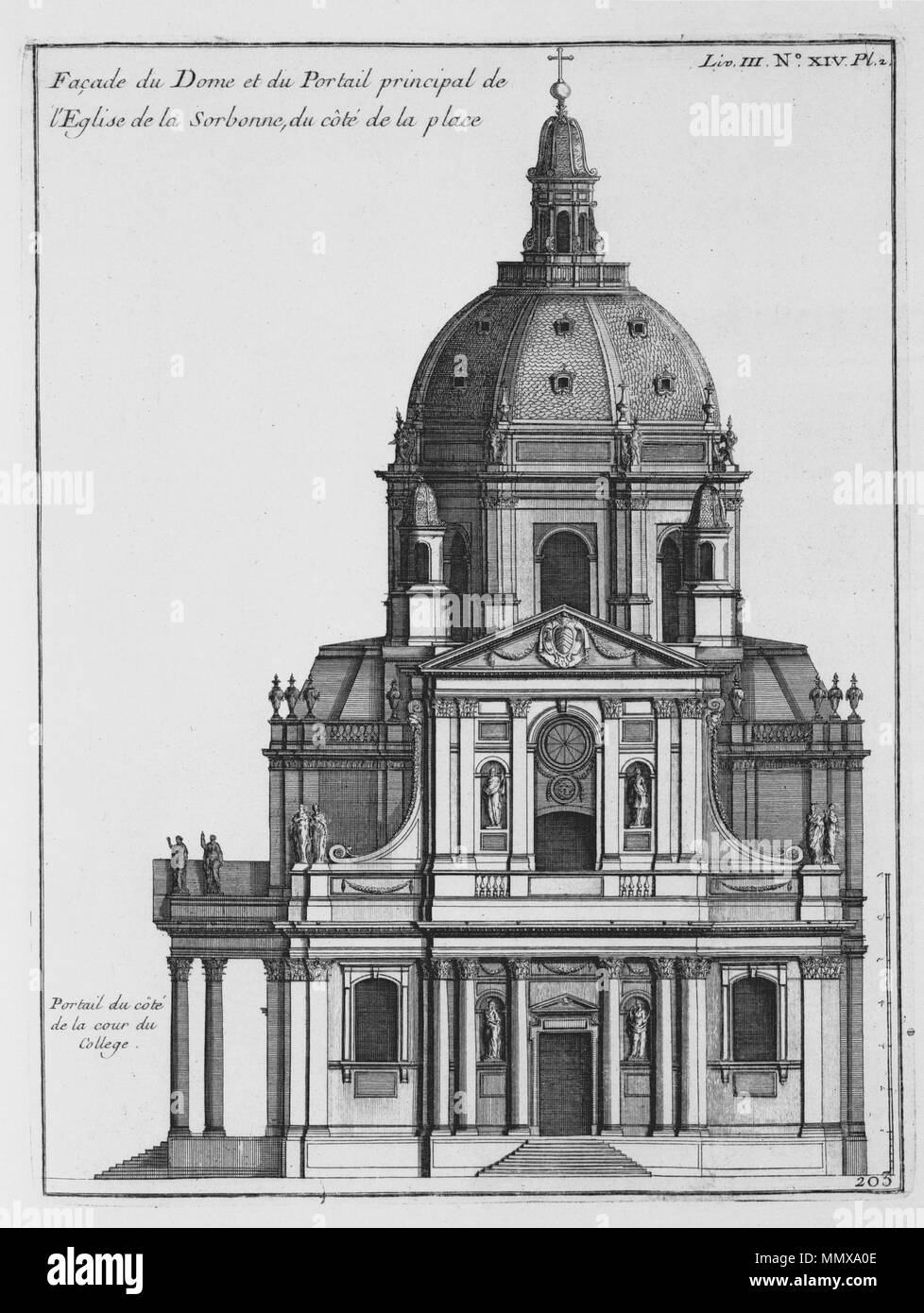 . English: Elevation of the second chapel in the Sorbonne College ...