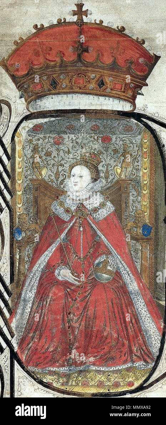 . Manuscript portrait of Elizabeth I of England, from the Coram Rege ...
