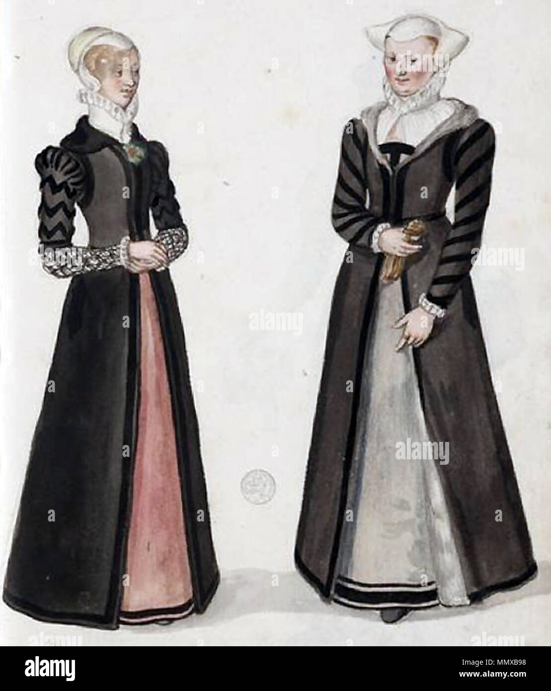 . English: Costume of English bourgeoise and merchant-class woman ...