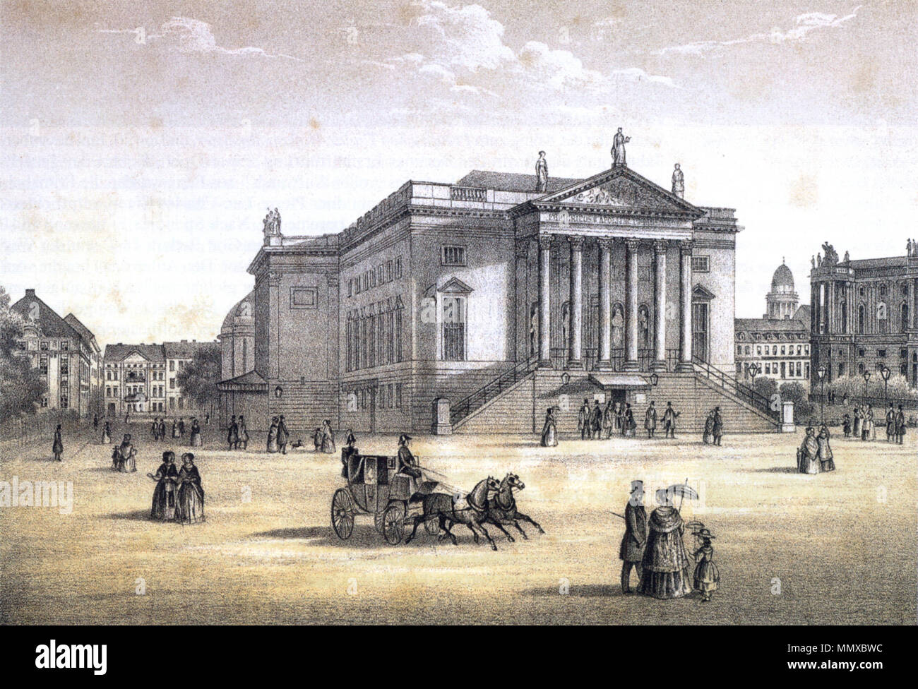 . Berlin, Königliches Opernhaus, um 1840, Lithographie von Erich ...