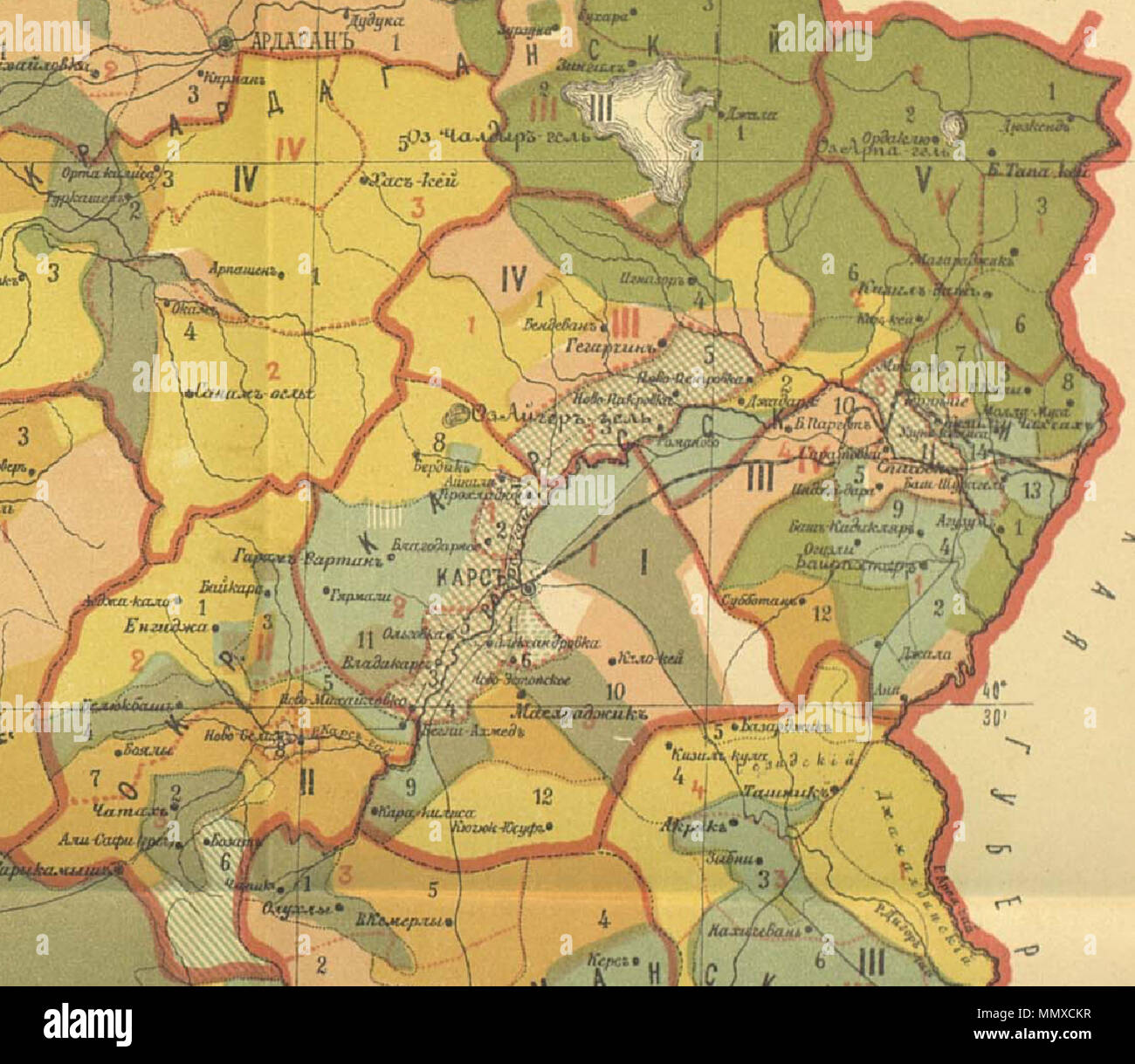 . English: Ethnographic map of the Kars Okrug Azərbaycanca: Qars ...
