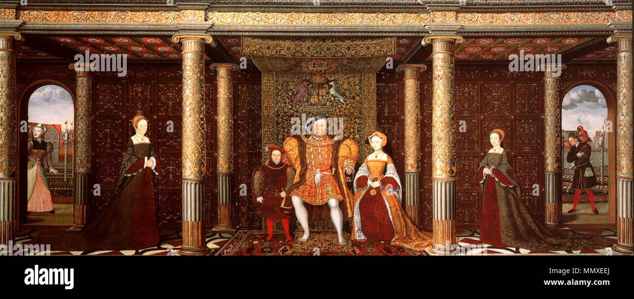 . Left to Right: 'Mother Jak', Lady Mary, Prince Edward, Henry VIII ...