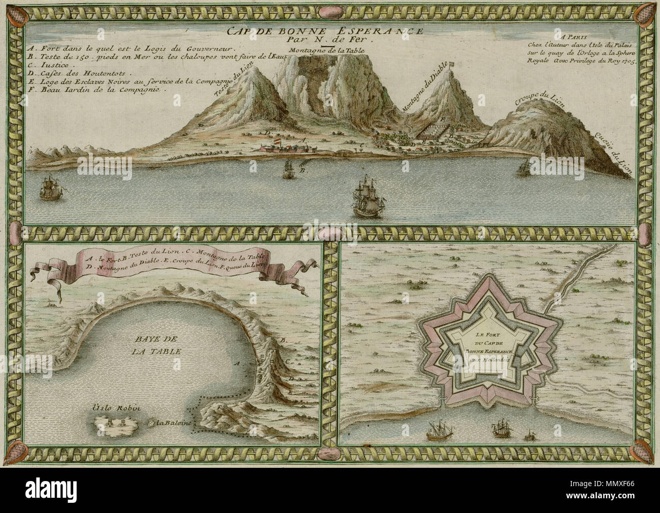 . French engraver and cartographer Fer - Cap de Bonne Esperance Stock ...