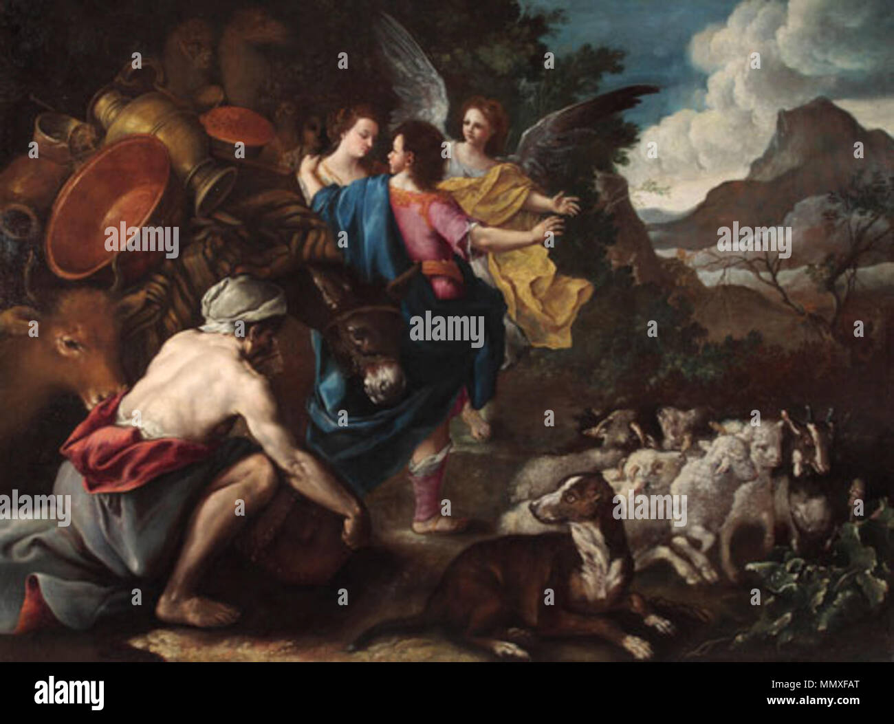English: The journey of Jacob and Rachel . circa 1700. Domenico ...