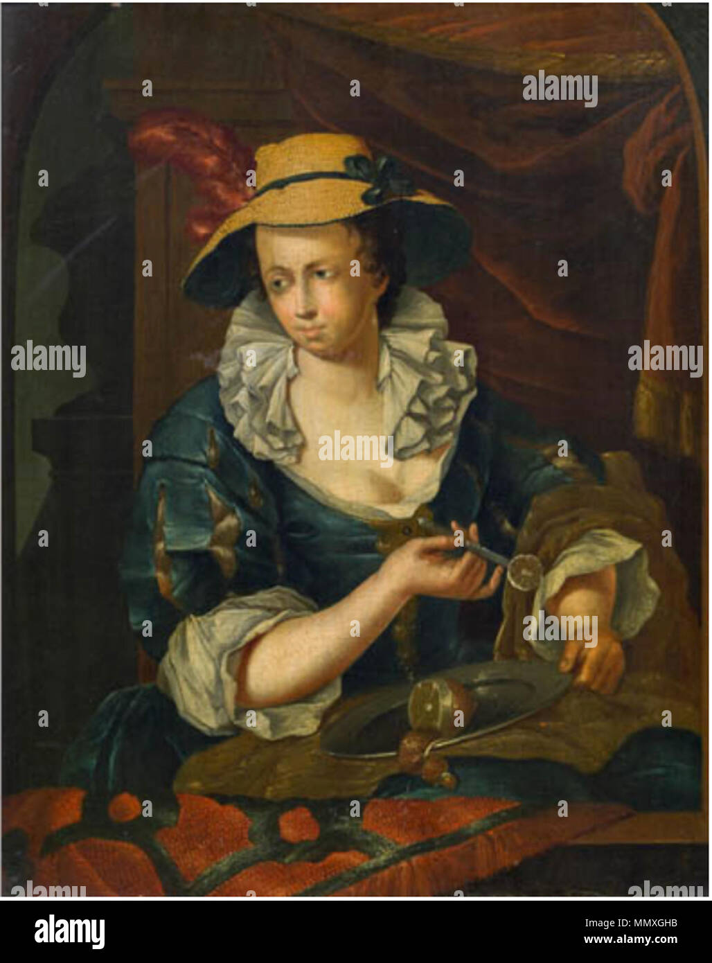 François Xaver Henri Verbeeck - Woman peeling a lemon Stock Photo - Alamy
