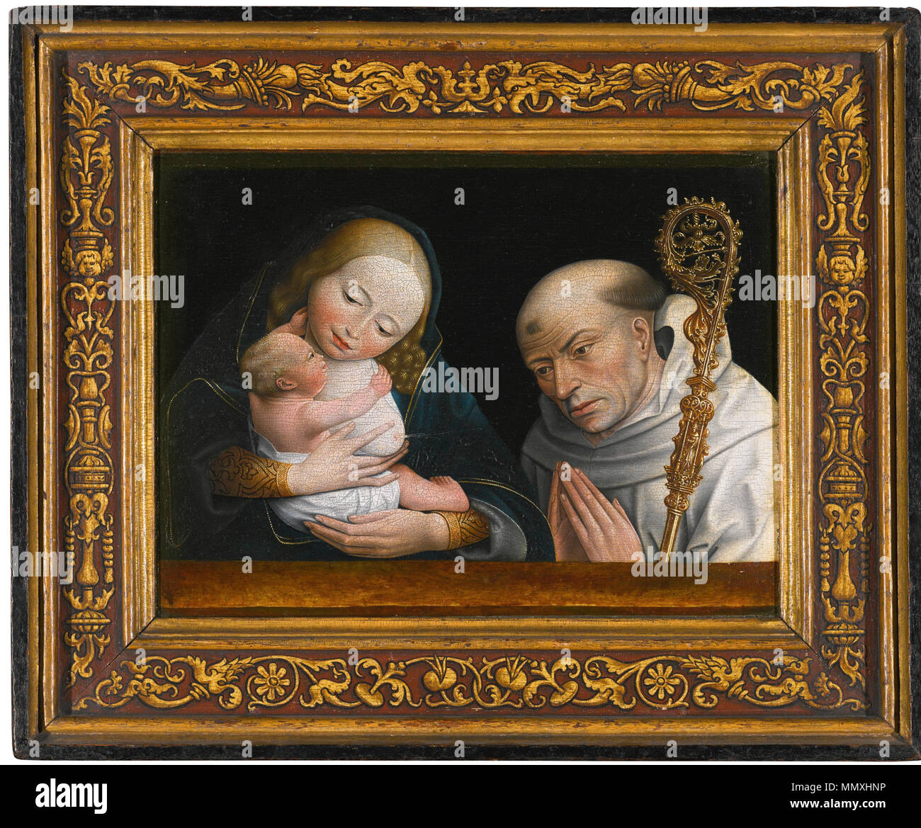 English: Virgin and Child with Saint Bernard of Clairvaux . circa 1500s. Follower of Master of ...