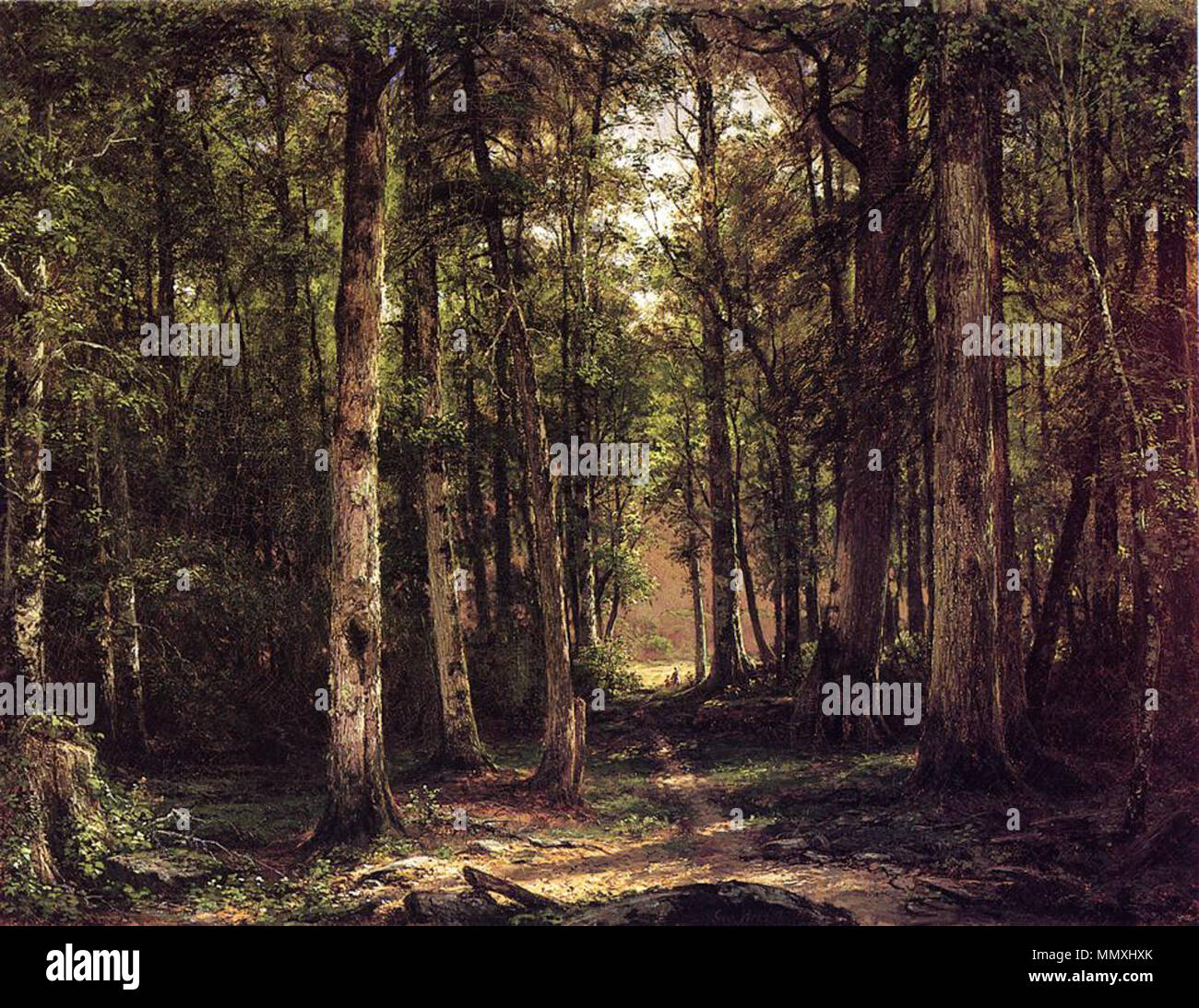 English: Forest Scene with Mother and Child . circa 1877. Forest Scene ...