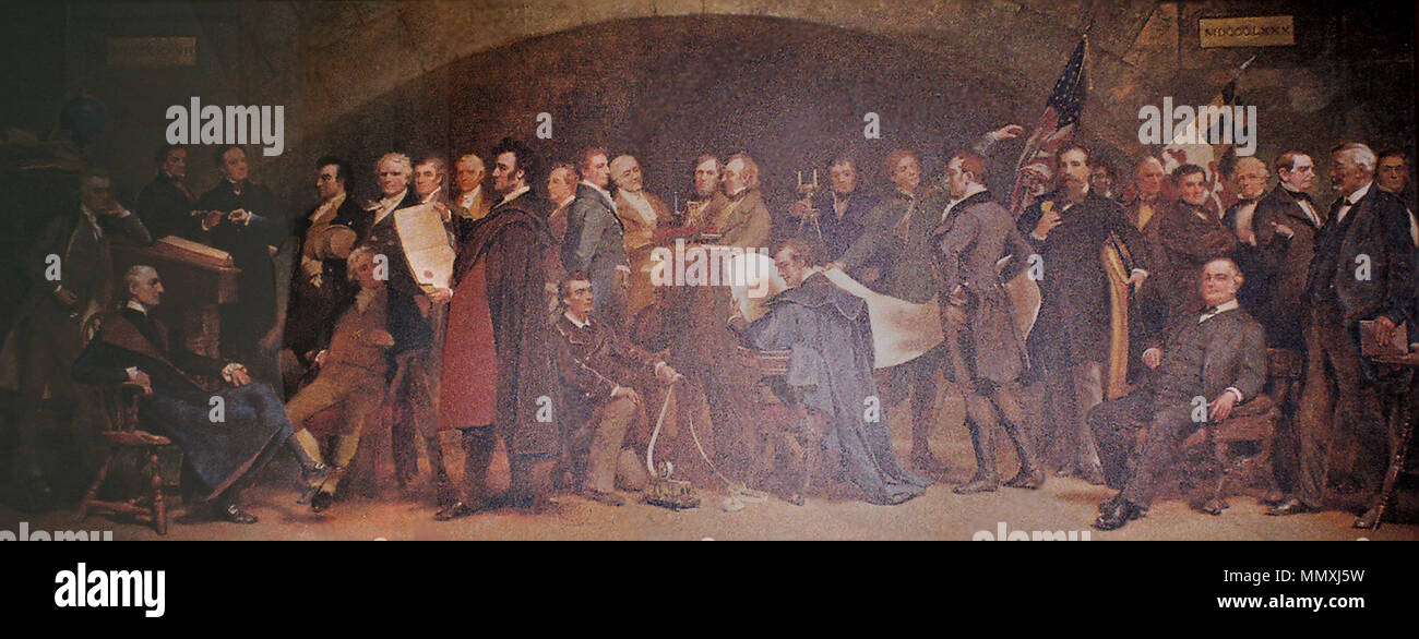 . Founders of the Baltimore and Ohio Railroad, oil painting by Francis ...