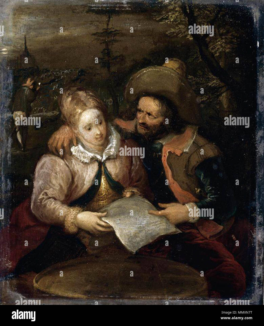 A Young Lady and a Cavalier Holding a Letter. first half of 17th ...