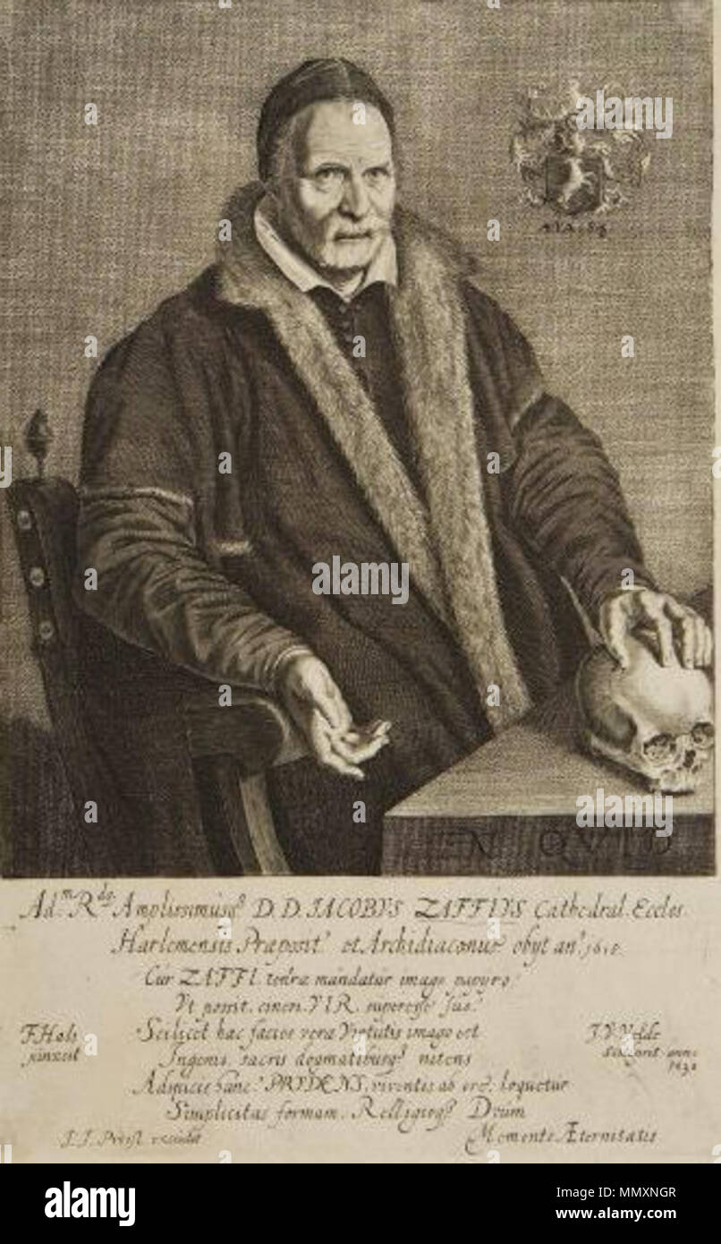 . English: Engraved portrait of Jacobus Zaffius (as catholic provoost ...