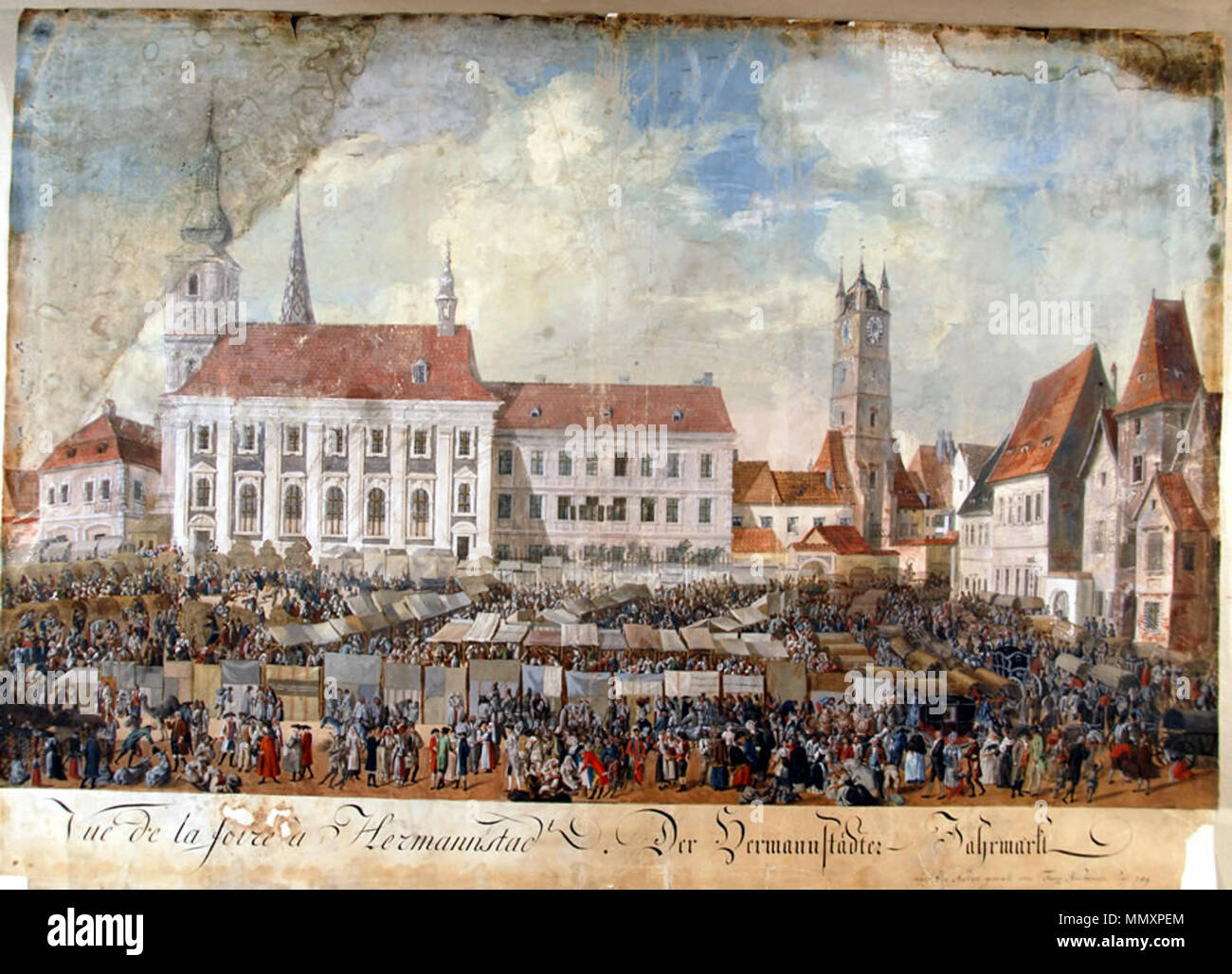 Franz Neuhauser the Younger, Târg anual la Sibiu, 1789 Stock Photo - Alamy