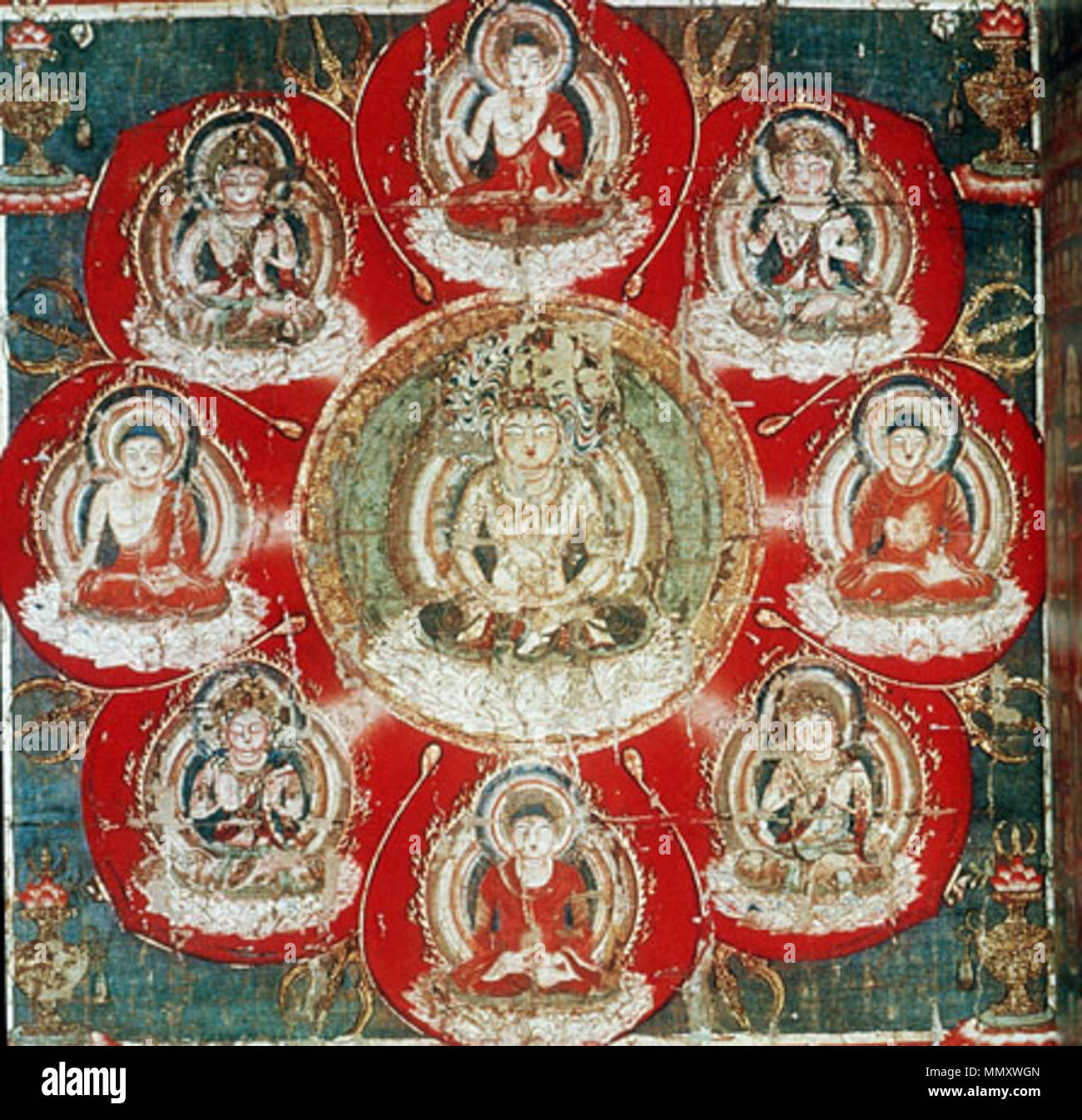 . English: Buddhas and bodhisattvas in the center of a Womb Realm ...