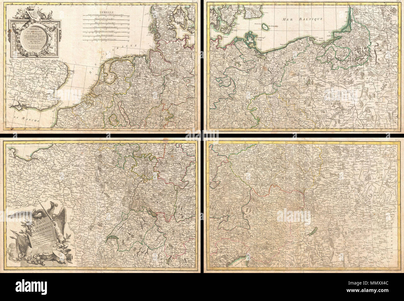 . English: A rare compete example of Rizzi-Zannoni's decorative four ...