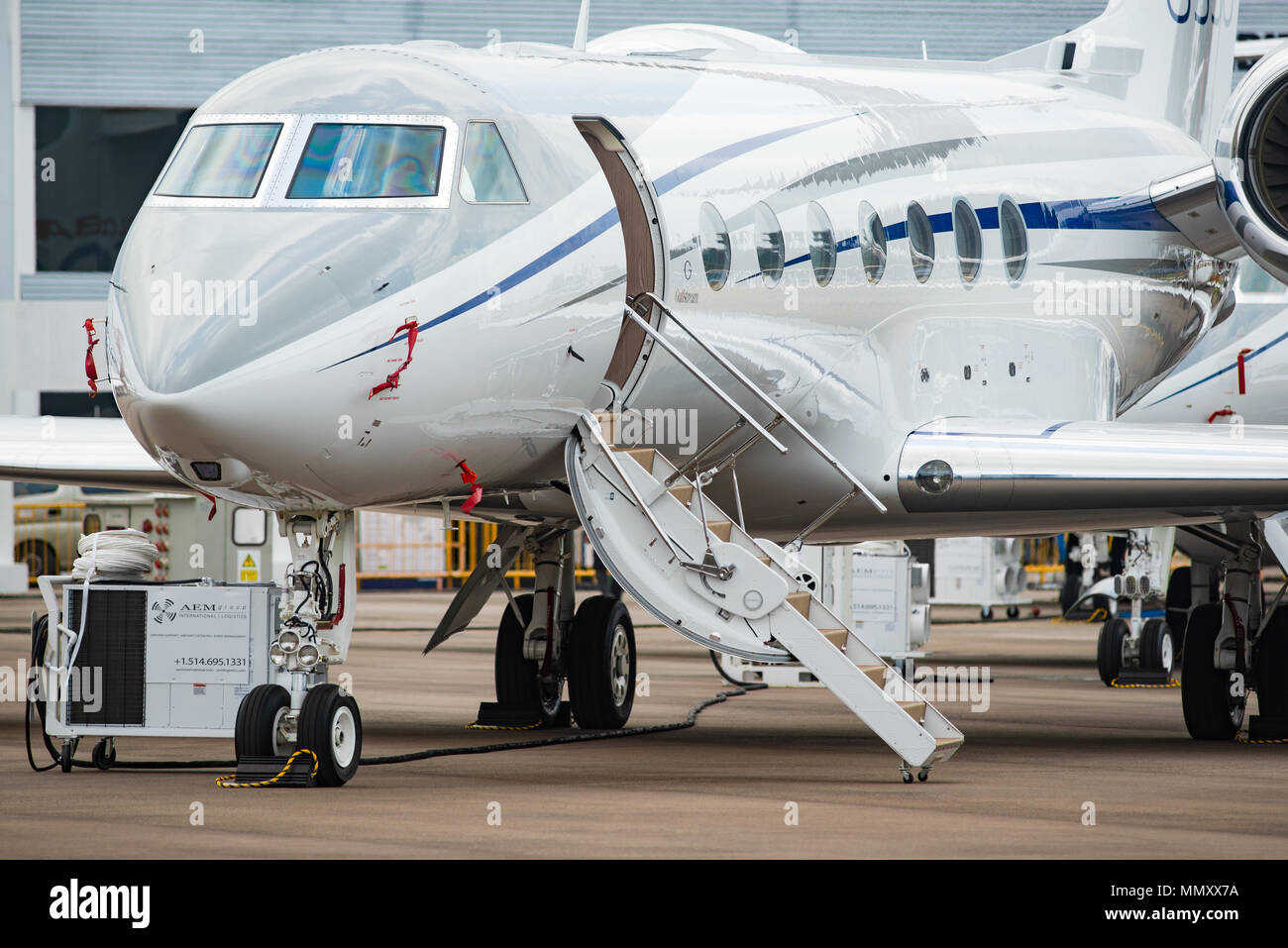 Gulfstream G550 business jet on display during Singapore Airshow 2018 ...