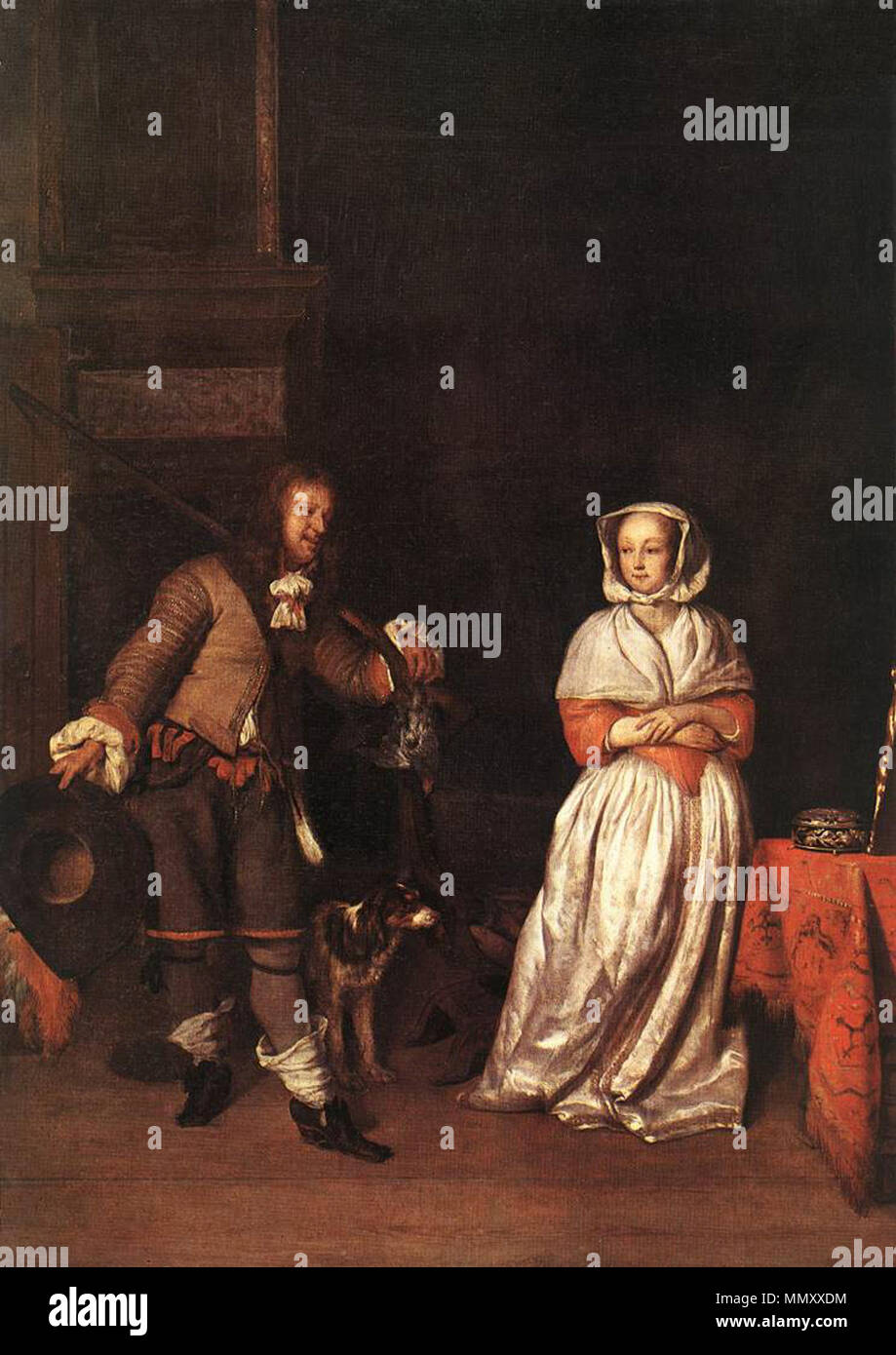 Gabriël Metsu - The Hunter and a Woman - WGA15081 Stock Photo - Alamy