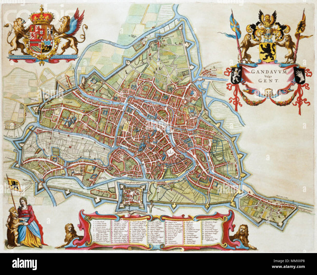 . English: Gandavum Map of Ghent by Jan Blaeu.gif . 1649. Blaue ...