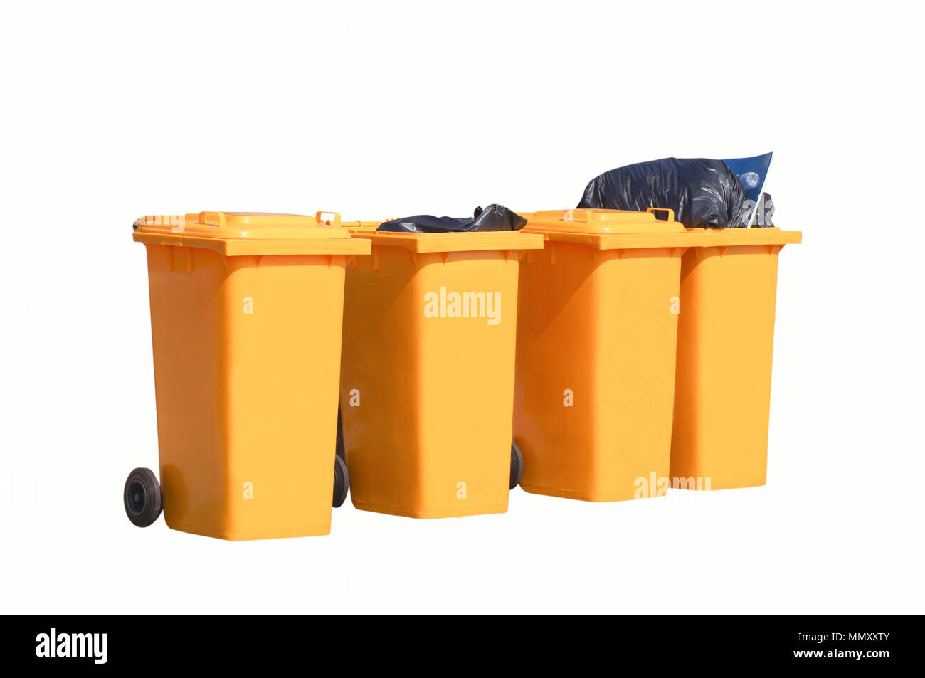 Yellow plastic Trash for Separate Garbage to Recycle, Isolated Stock ...