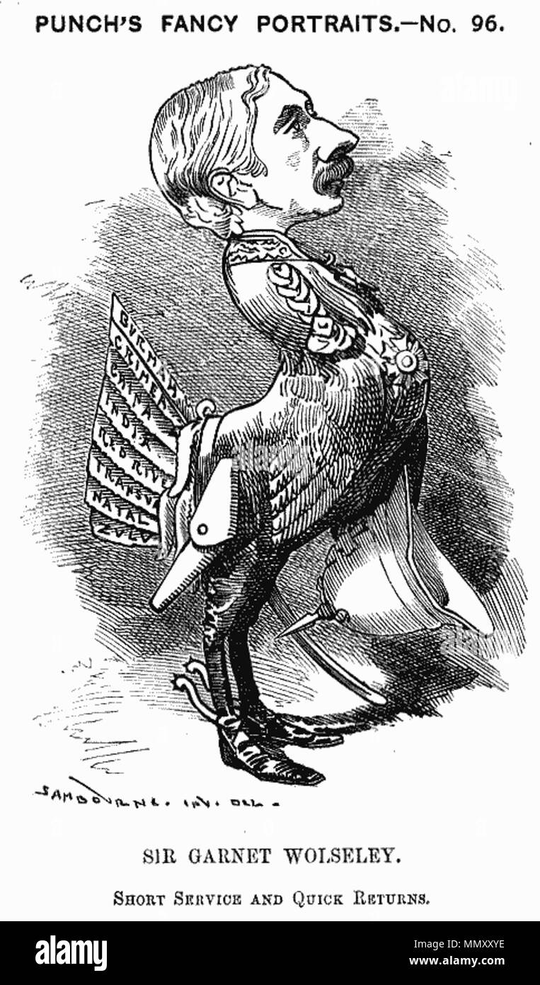 . English: 1882 caricature of Garnet Wolseley. Scanned from Punch ...