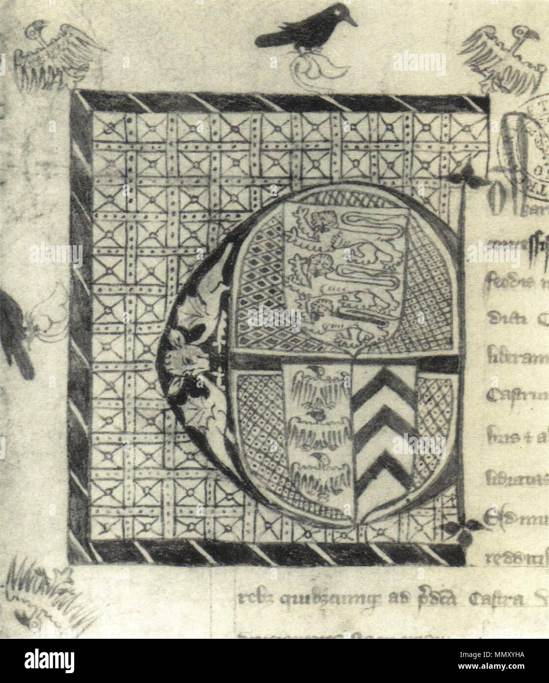 . English: The initial from the charter granting the earldom of ...