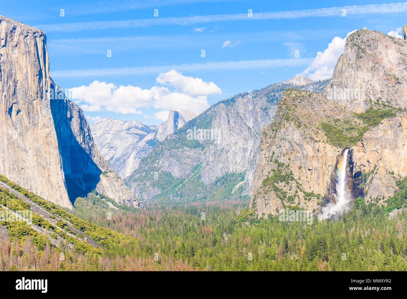 View of Yosemite Valley from Tunnel View point - view to Bridal veil ...