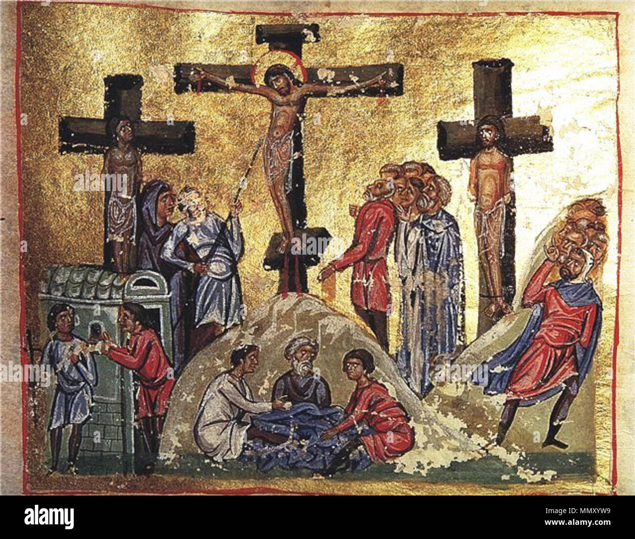 . English: The Crucifixtion from the medieval Georgian MSS of the ...