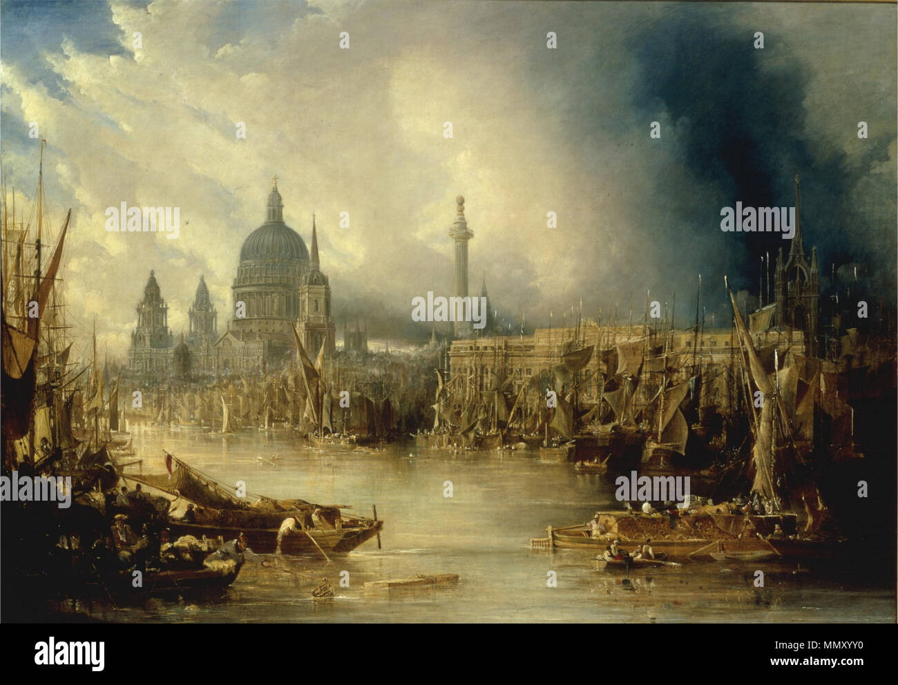 A View of London with St. Paul's Cathedral from the Thames. 19th ...