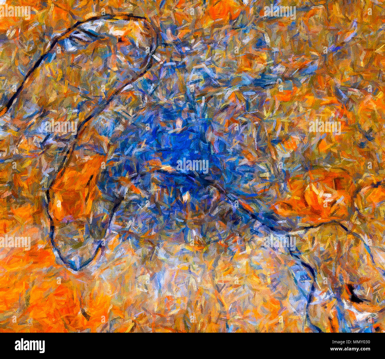 Abstract digital oil painting full of texture and bright color Stock ...