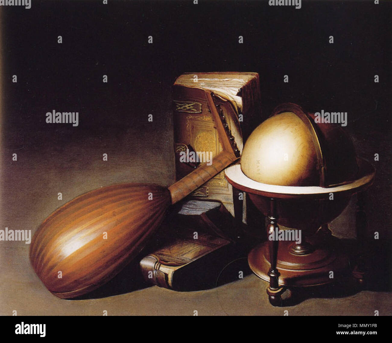 . English: Still life with a globe, books, and a lute Globe, Books and ...