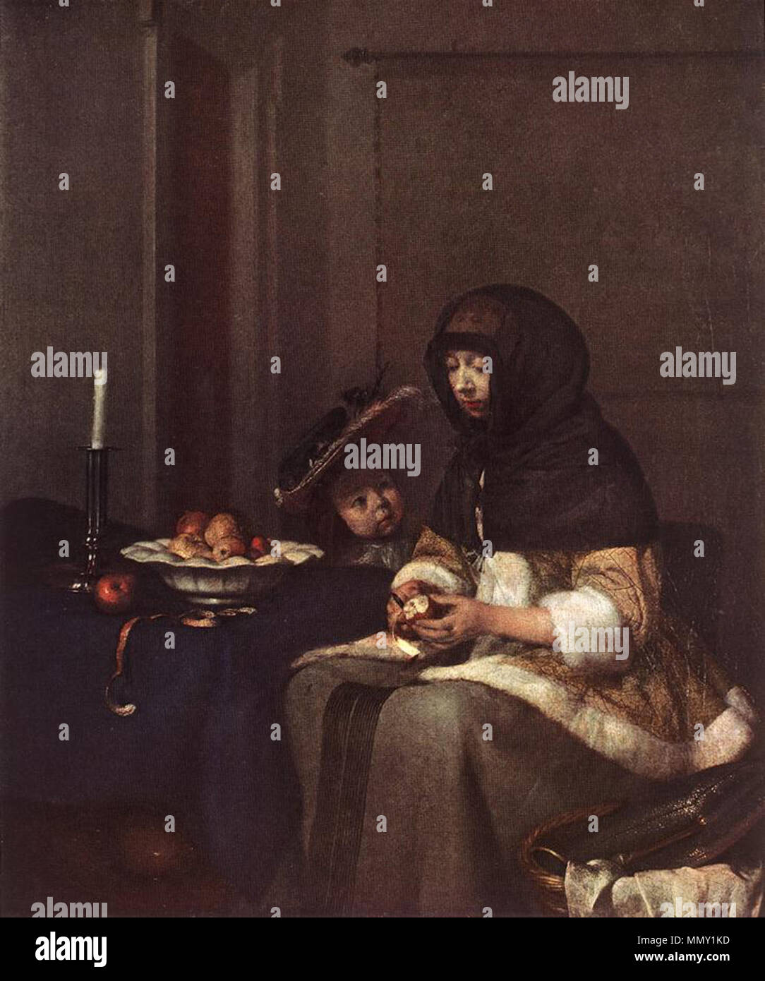 Woman Peeling Apple. 1650. Gerard ter Borch (II) - Woman Peeling Apple ...