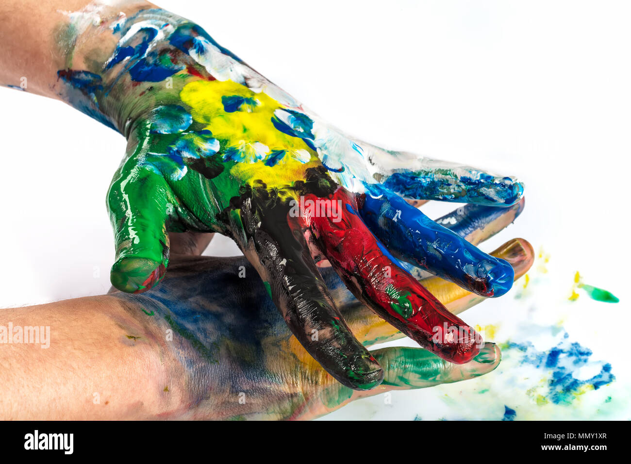Painted hands in different positions Stock Photo - Alamy