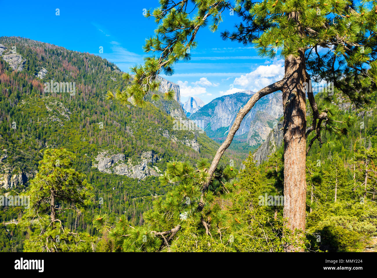 View of Yosemite Valley from Tunnel View point - view to Bridal veil ...