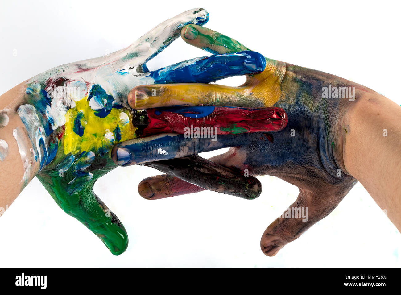 Painted hands in different positions Stock Photo - Alamy