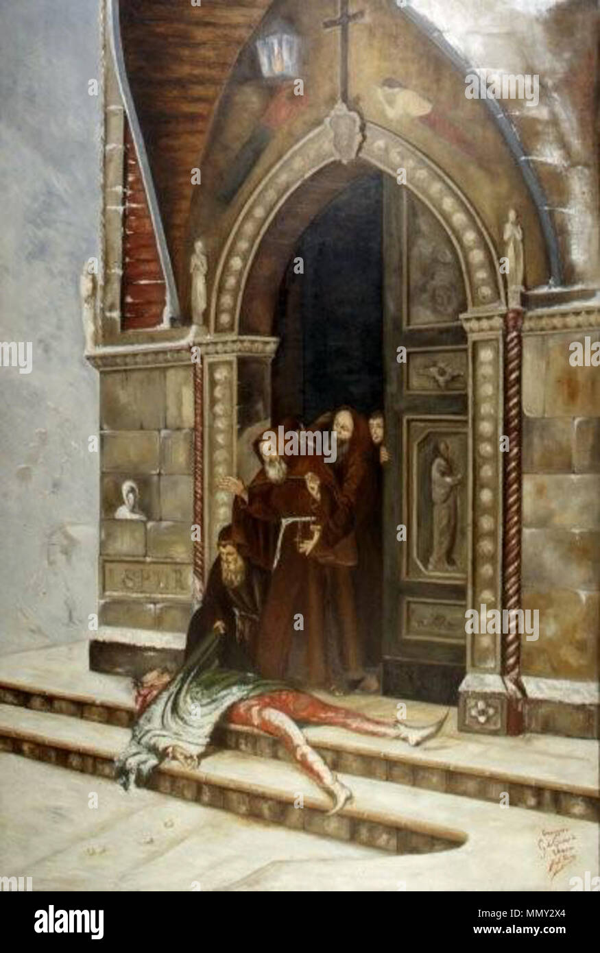 . English: A depiction of the discovery of the body of Buoso da Duera ...