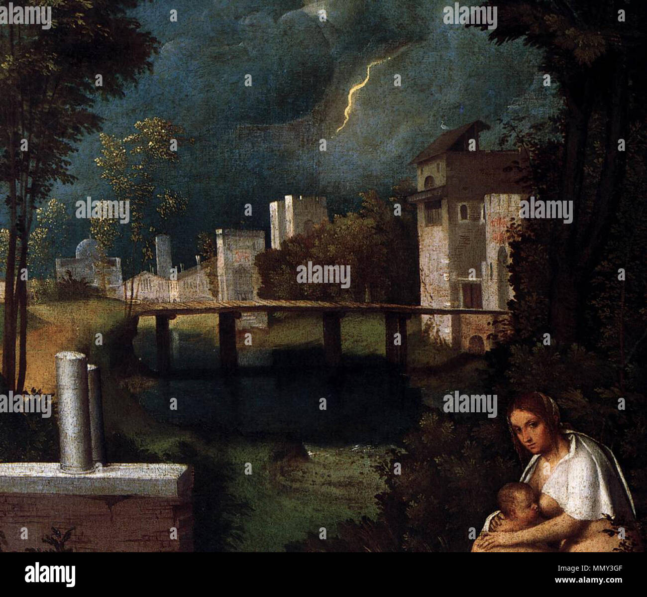 English: Tempest (detail) . circa 1505. Giorgione, the tempest 03 Stock ...