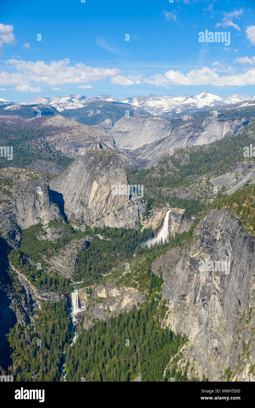 View of Vernal and Nevada Falls from the Glacier Point in the Yosemite ...