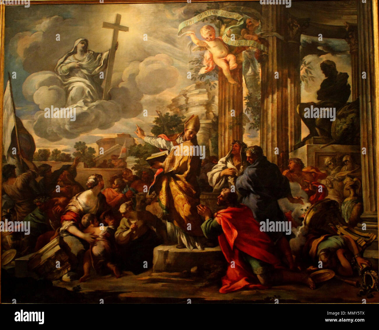 . English: Bishop San Paolino destroying the pagan idols Giovanni ...