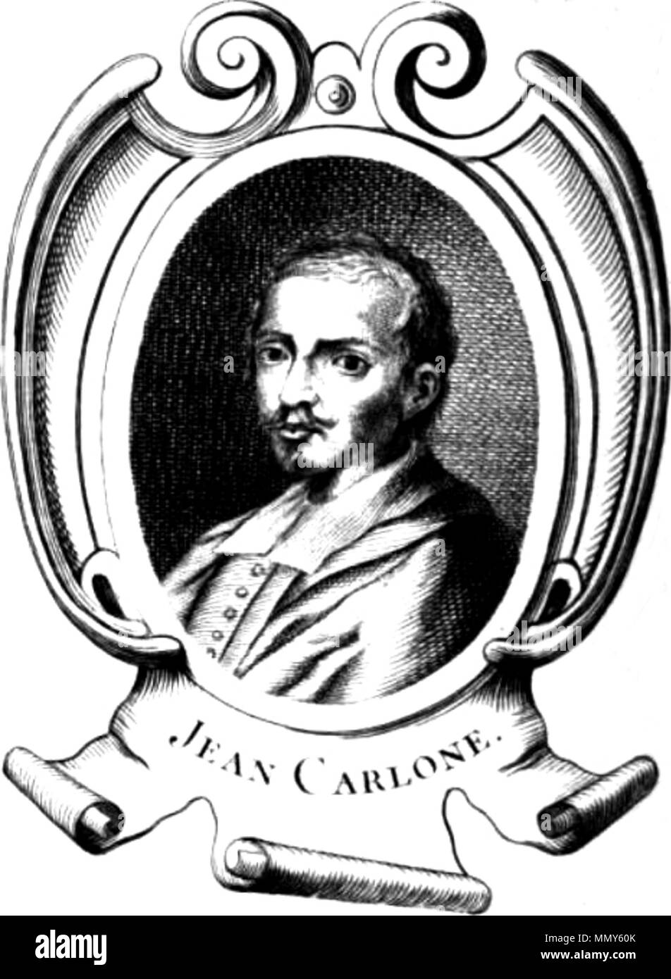 . Portrait of Giovanni Carlone (1584-1631), Italian painter . 18th ...