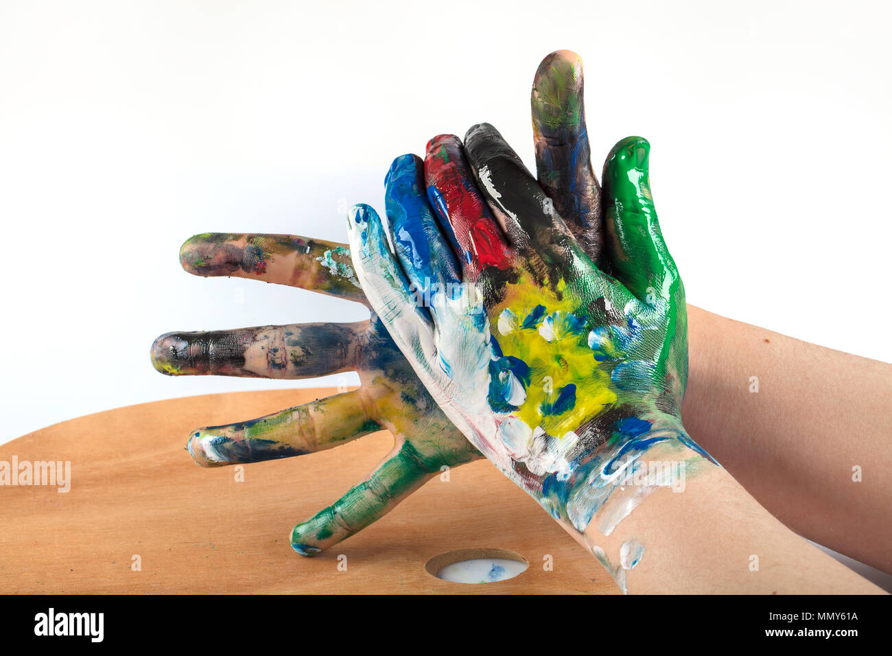 Painted hands in different positions Stock Photo - Alamy