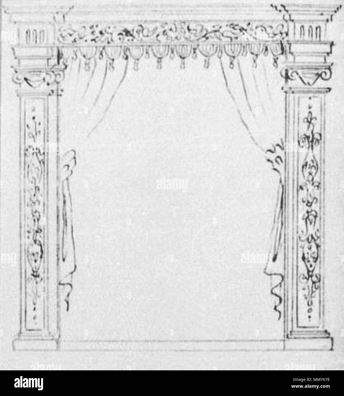 English: Stage decoration, supposedly of the Royal Opera in Warsaw ...