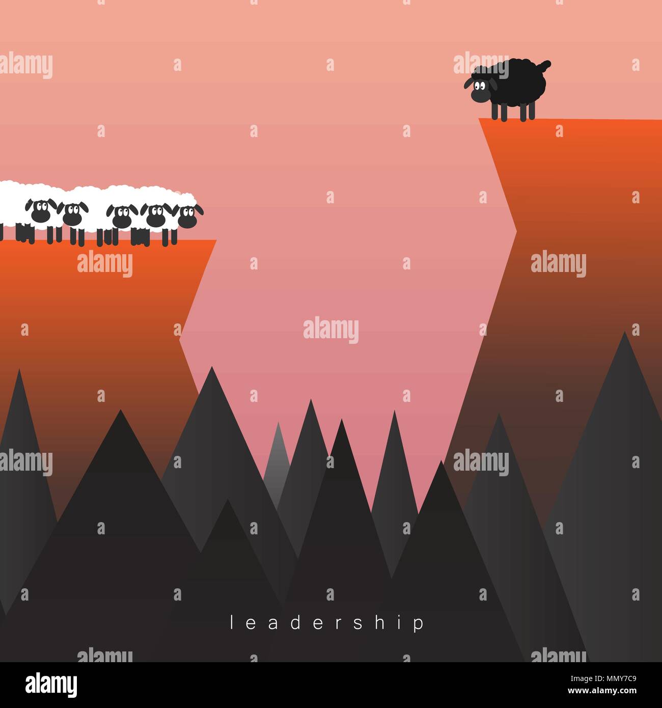 Minimalist style. Business leadership Stand out from the crowd concept ...