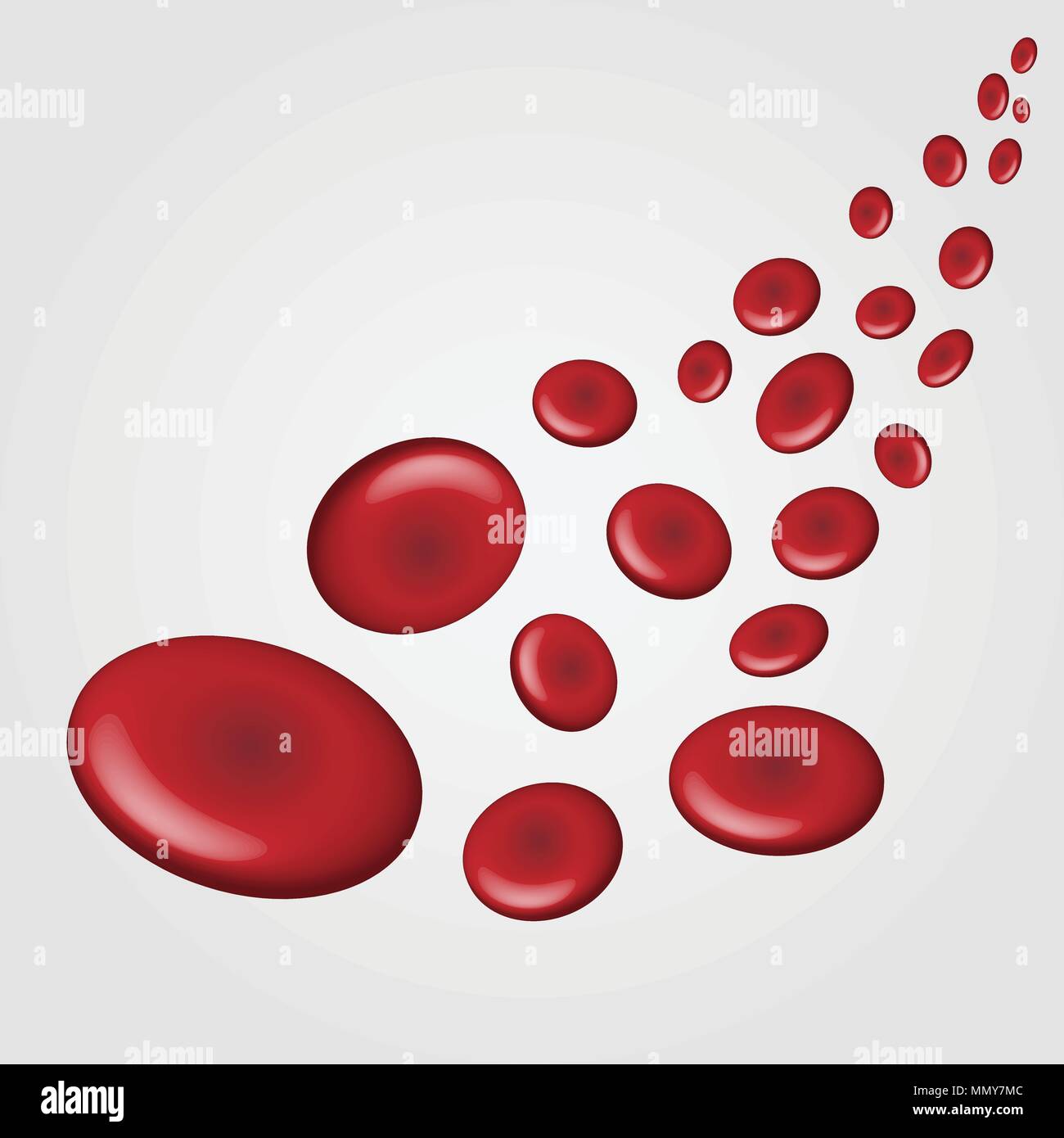 red blood cells flow along on white background.illustration vector ...