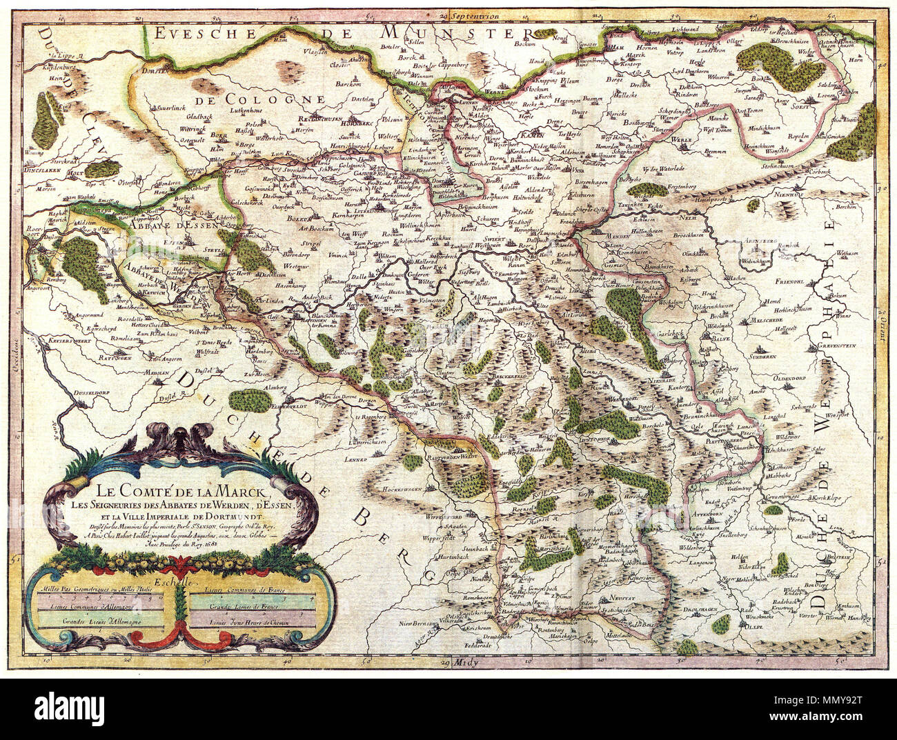 . English: Map of Grafschaft Mark, Germany, 1681, by Nicolas Sanson ...
